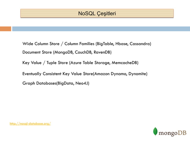 NoSQL Nedir MongoDB ile .NET Kardeşliği | PPT