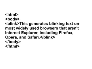 Blink and Marquee Tags | PPT