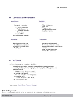 Hitachi ID Password Manager (formerly P-Synch): Lower cost, improve ...