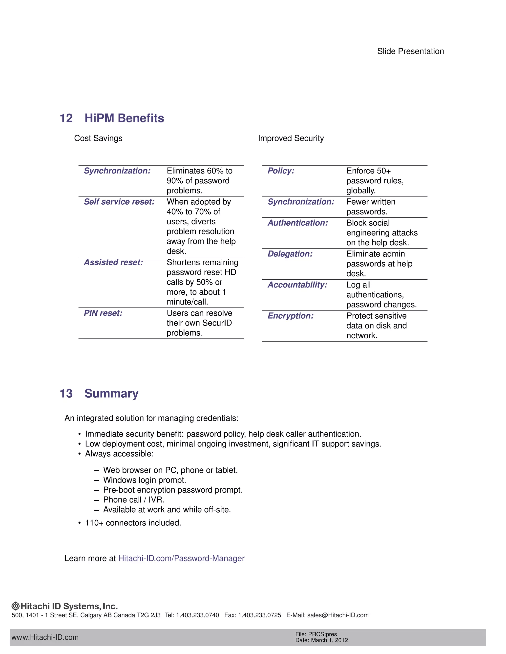 Hitachi ID Password Manager: Enrollment, password reset and password ...