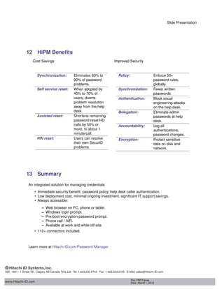 Hitachi ID Password Manager: Enrollment, password reset and password ...