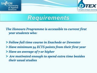 Saxion Honours Programme | PPTX