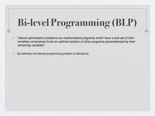 An approach to non convex/concave bi-level programming problems integrating Goal Programming ...