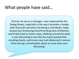 Retrospective Dialogue Sheets | PPTX | Sports