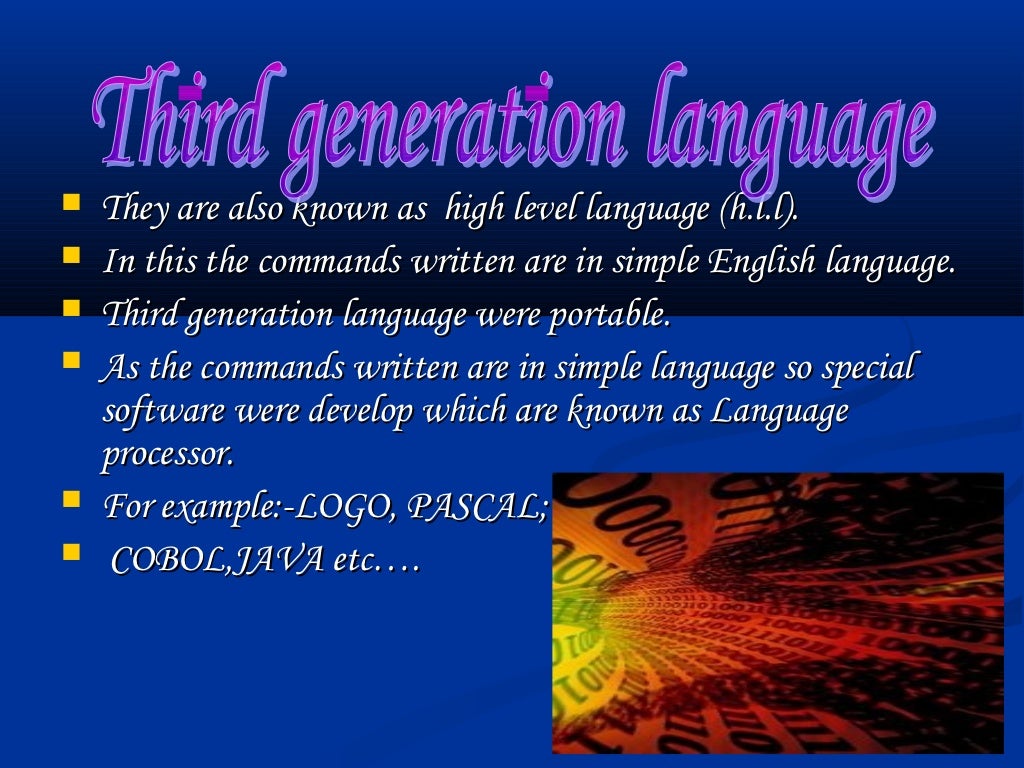 Presentation on generation of languages