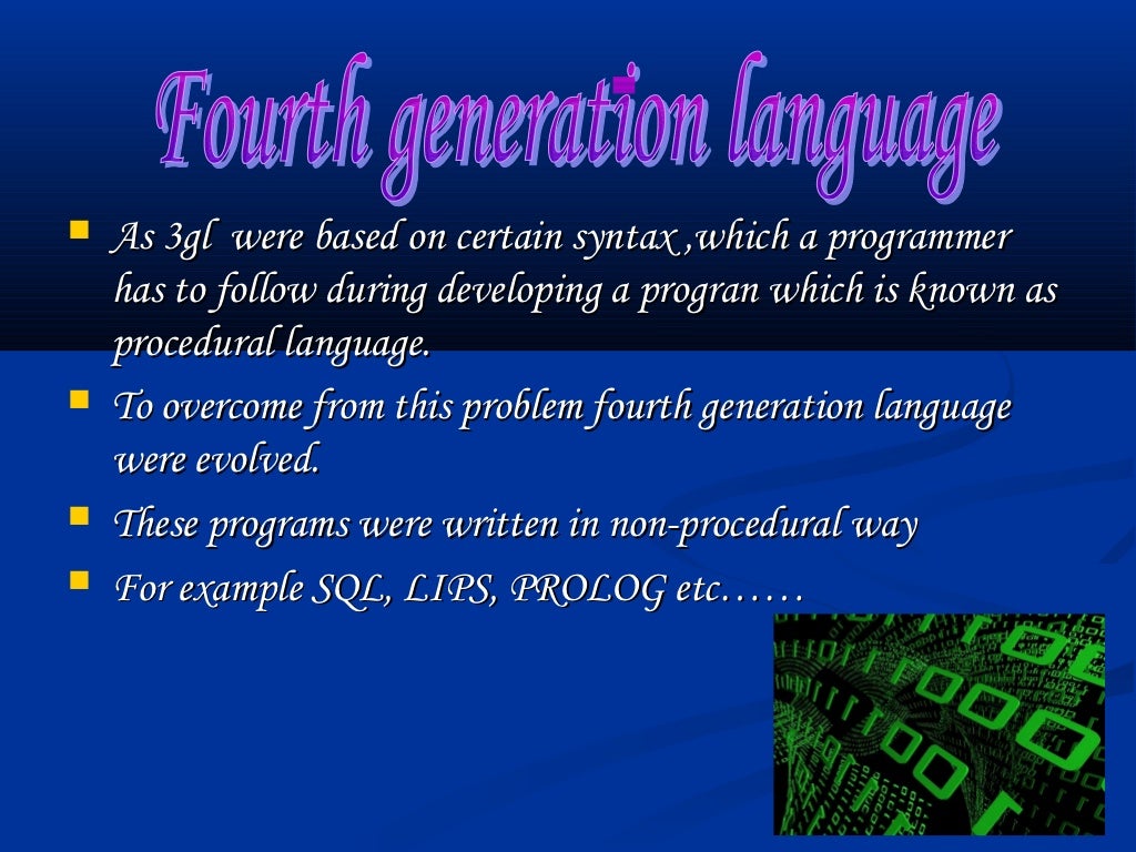 Presentation on generation of languages