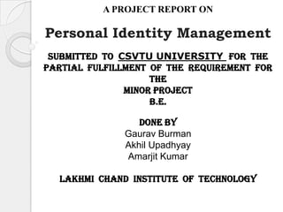 Presentation on Personal Identity Management | PPSX