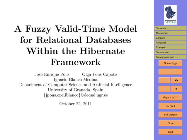 A Fuzzy Valid-Time Model for Relational Databases Within the Hibernate Framework | PPT