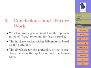 Generalised fuzzy types and querying.Implementation within the Hibernate Framework | PPT