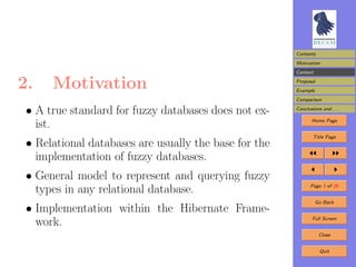 Generalised fuzzy types and querying.Implementation within the Hibernate Framework | PPT