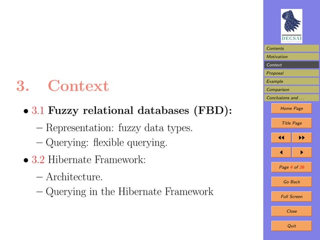 Generalised fuzzy types and querying.Implementation within the ...