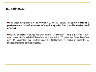 Comparative analysis of Retail chains based on SERVQUAL Model | PPT