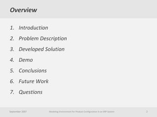 Modeling Environment for Product Configuration in an ERP System | PPT