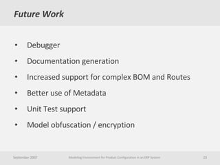 Modeling Environment for Product Configuration in an ERP System | PPT