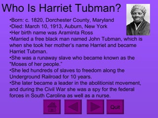 Interactive Powerpoint on Harriet Tubman | PPT
