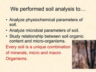 Chemical & Microbial analysis of farm & forest soil | PPT