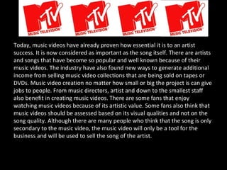 Presentation on music video's and their importance | ODP