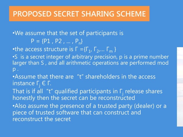 secret sharing schemes | PPT