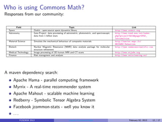Apache Commons Math @ FOSDEM 2013 | PPT