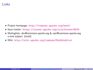 Apache Commons Math @ FOSDEM 2013 | PPT