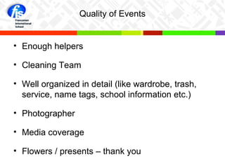 Event Planning in International Schools | PPT