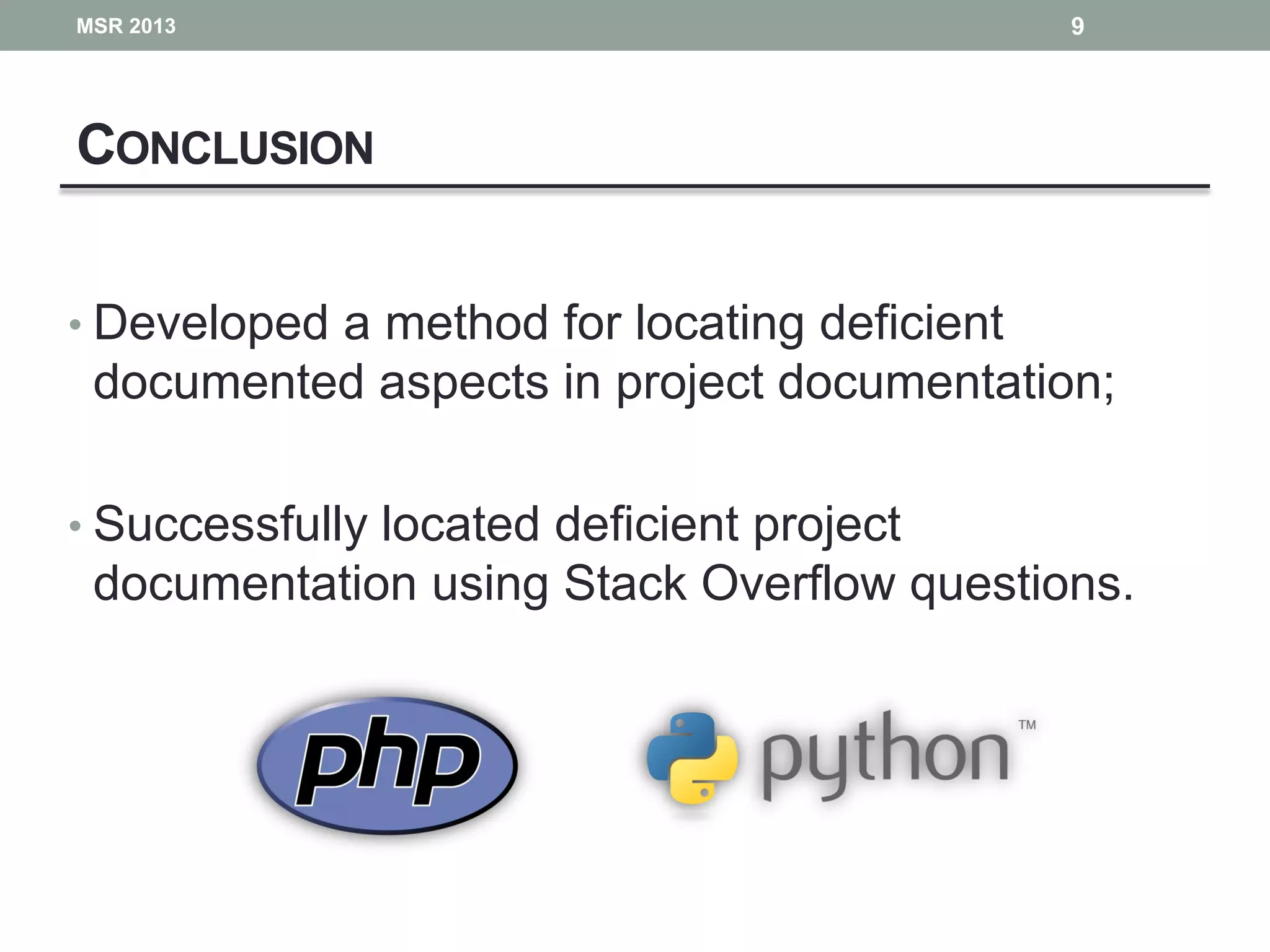Deficient Documentation Detection: A Methodology to Locate Deﬁcient ...