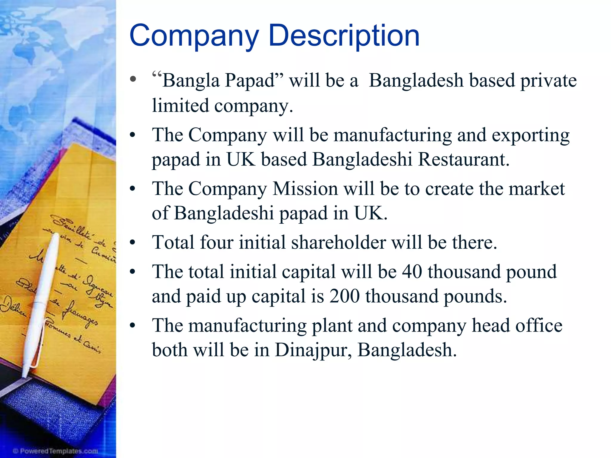 Business Plan of Bangla Papad | PPT