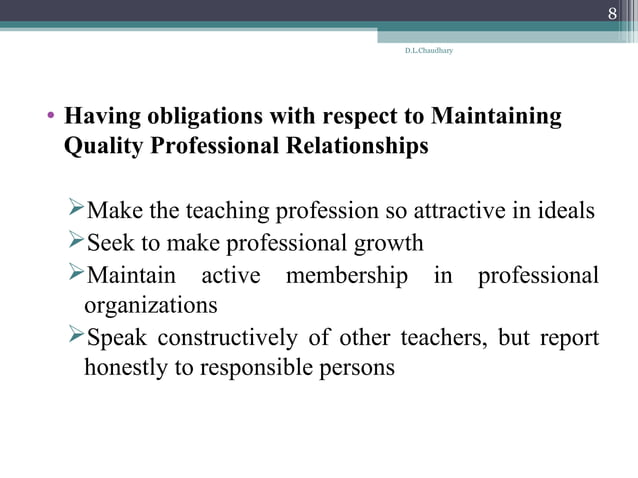 Professional ethics for Teachers | PPT | Professional School ...