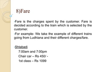 Presentation on Railway Reservation System | PPTX