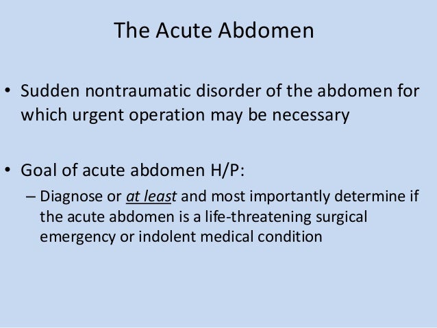 The Acute Surgical Abdomen
