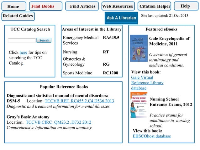 Sample LibGuide for Health Sciences | PPT