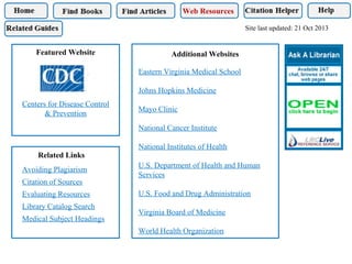 Sample LibGuide for Health Sciences | PPT