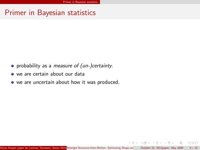 Presentation on Bayesian Structure from Motion | PDF