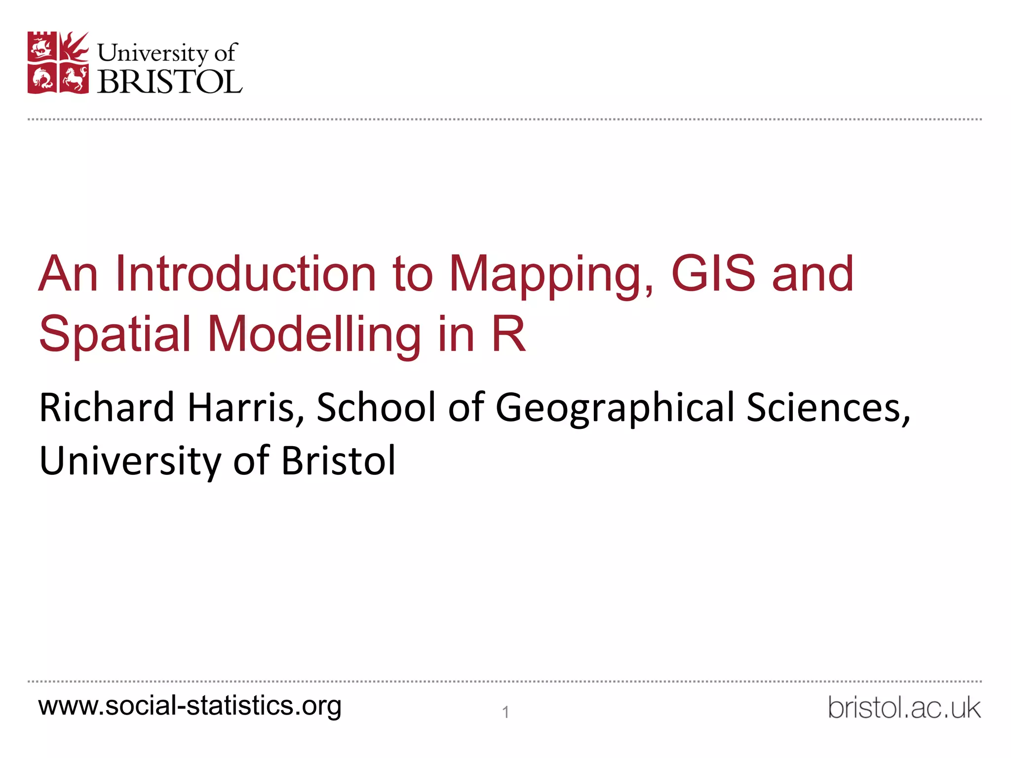 An Introduction To Mapping Gis And Spatial Modelling In R