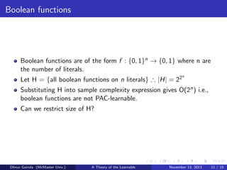 A Theory of the Learnable; PAC Learning | PDF