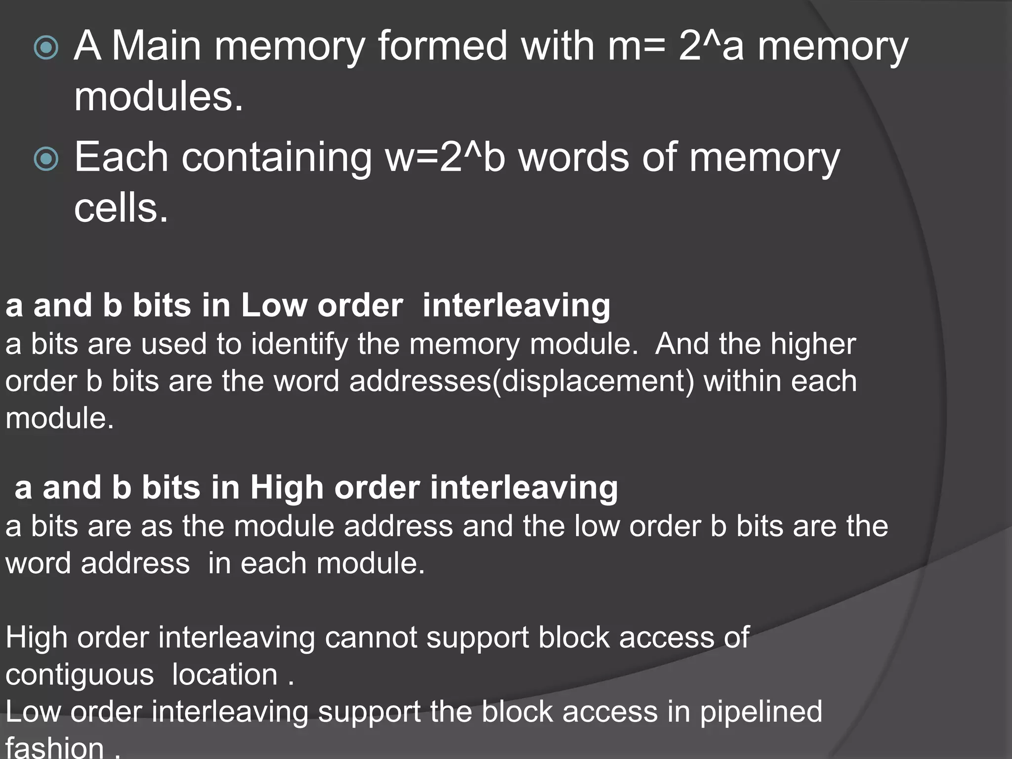 memory Interleaving and low order interleaving and high interleaving | PPTX