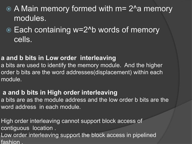 memory Interleaving and low order interleaving and high interleaving ...