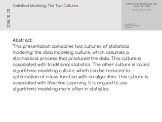 Statistical Modeling: The Two Cultures | PDF