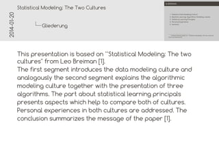 Statistical Modeling: The Two Cultures | PDF