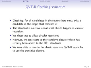 Implementing QVT-R bidirectional model transformations using Alloy | PPT