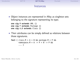 Implementing QVT-R bidirectional model transformations using Alloy | PPT