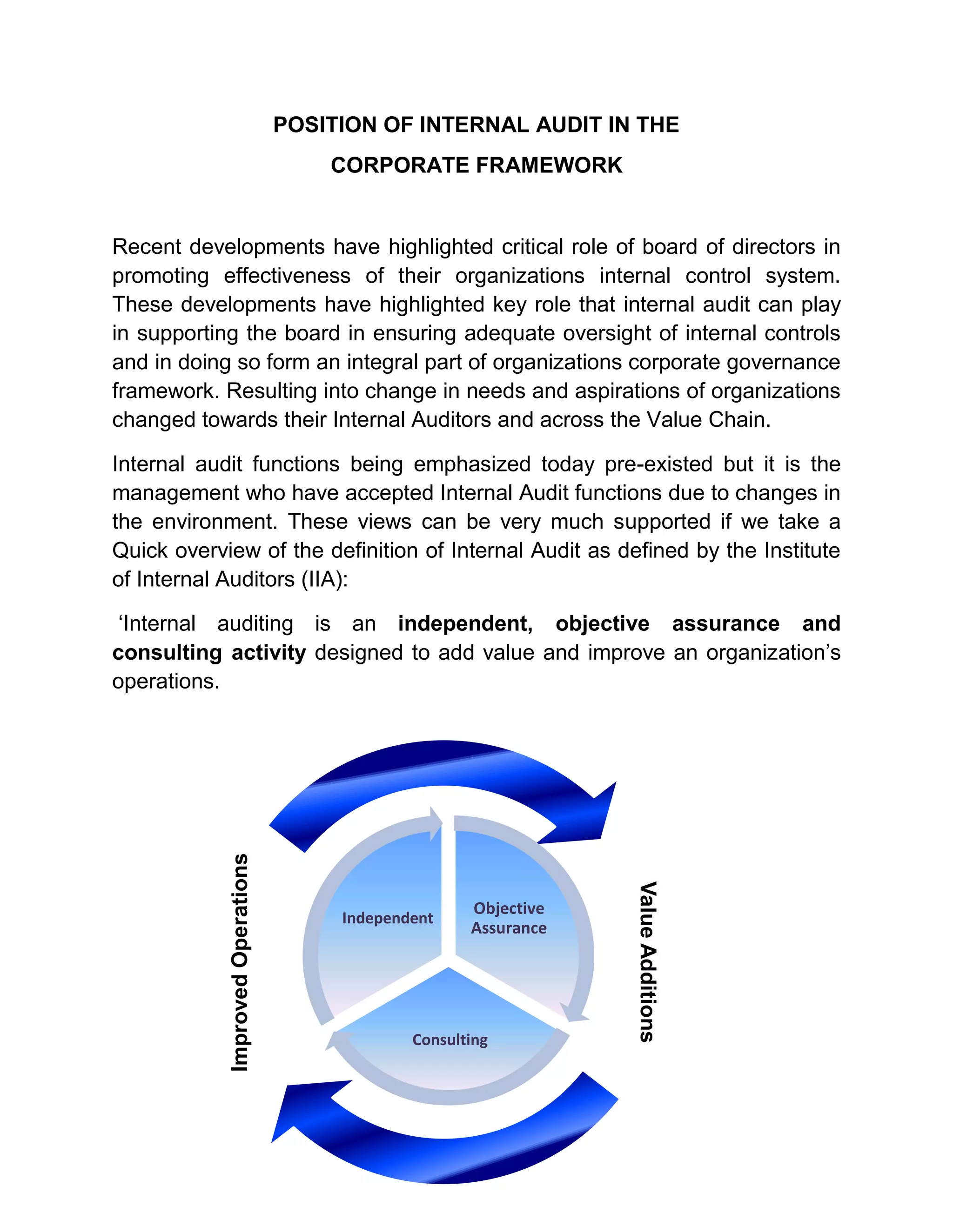 POSITION OF INTERNAL AUDIT IN THE CORPORATE FRAMEWORK | DOCX