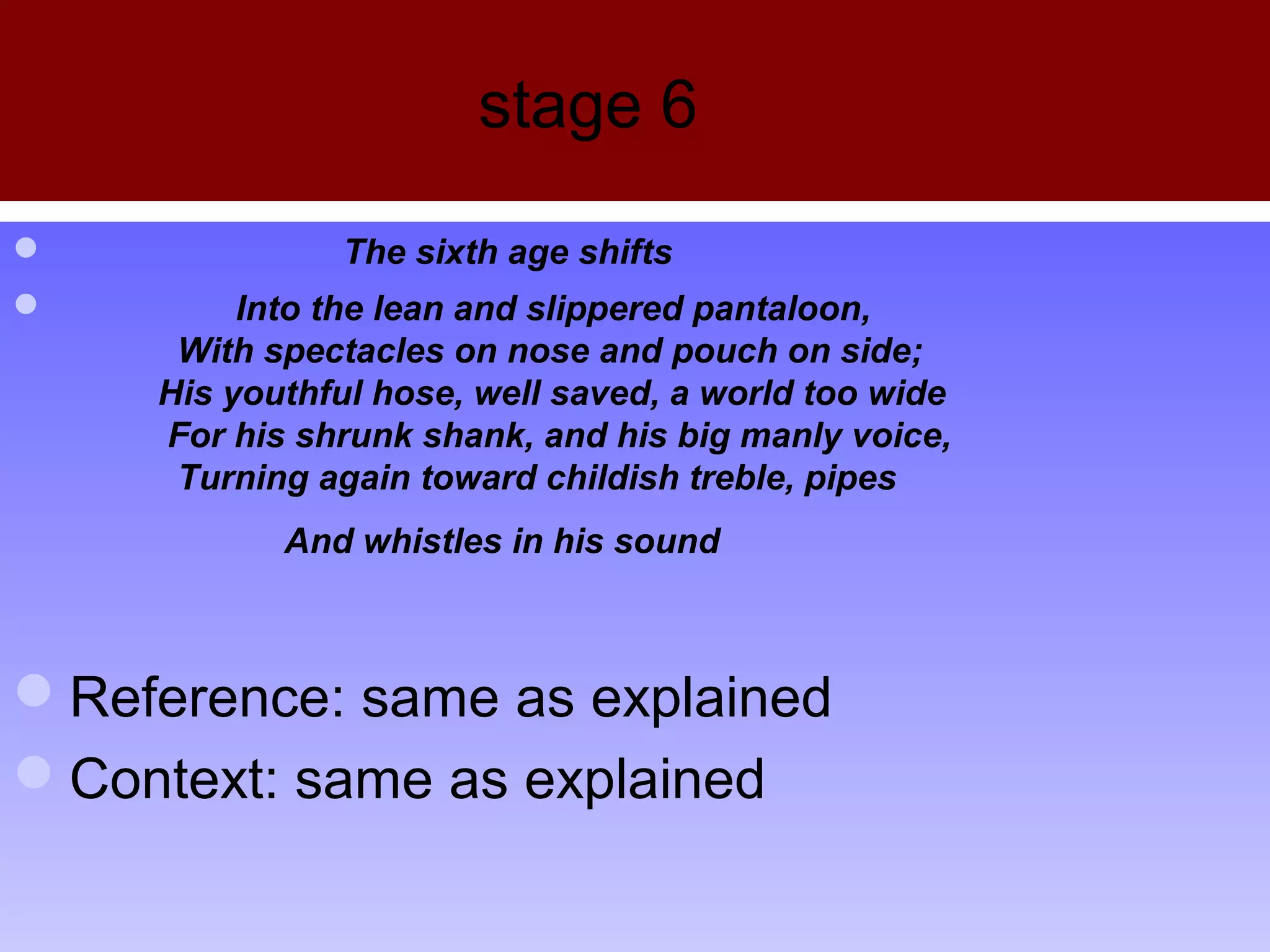 All the world's a stage poem theme, analysis,summary | PPT
