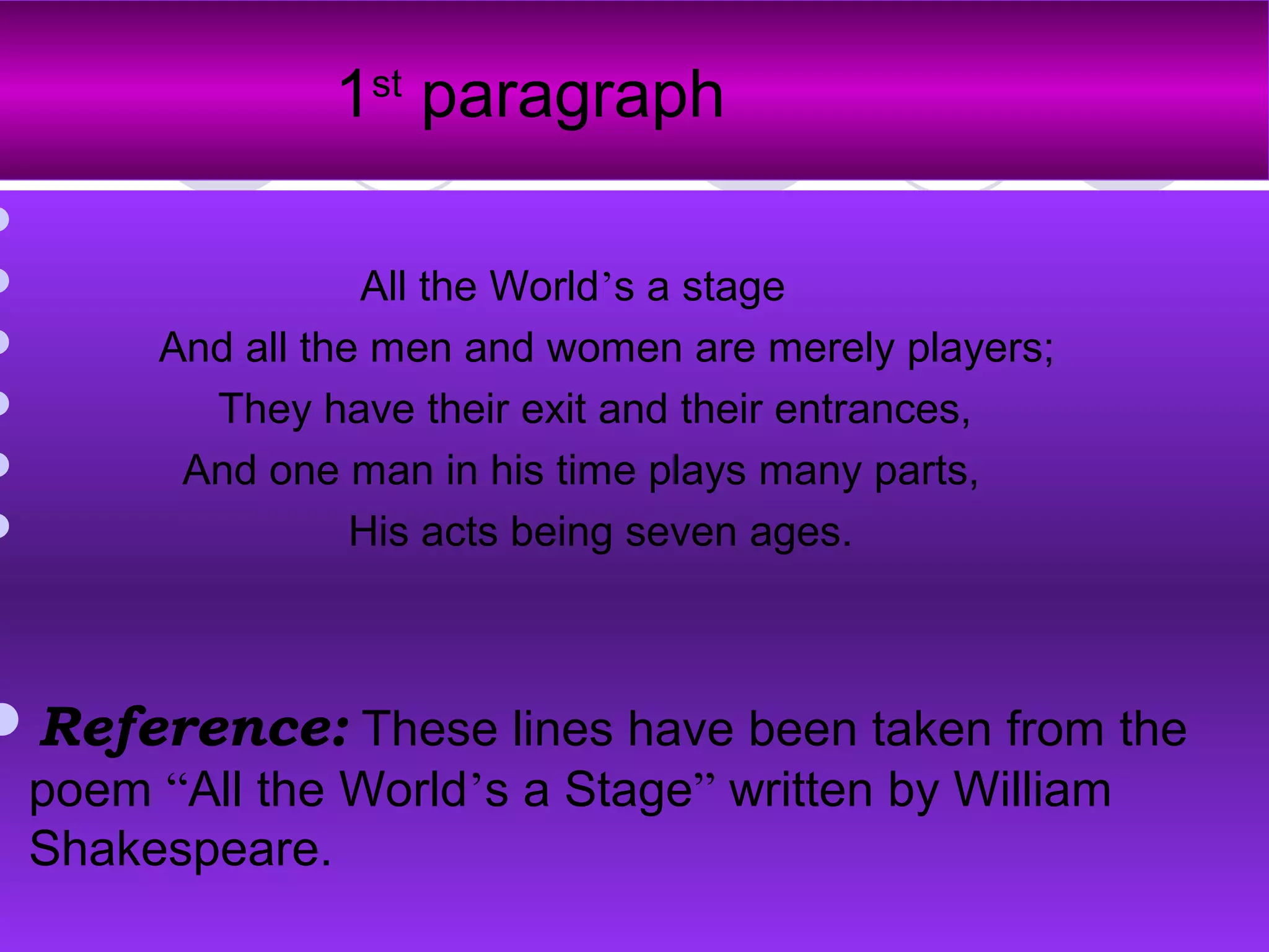 All the world's a stage poem theme, analysis,summary | PPT | Parenting ...