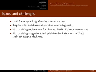 Automated Cognitive Presence Detection in Online Discussion Transcripts | PPT