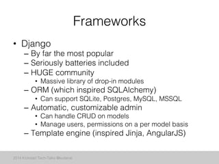 Snakes on the Web; Developing web applications in python | PPT