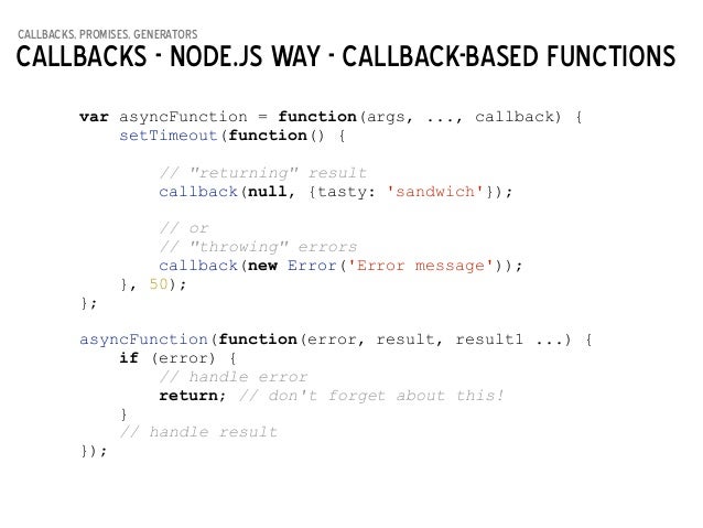 Callbacks, promises, generators - asynchronous javascript