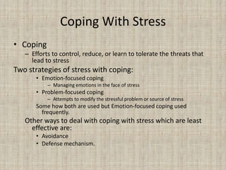strees, coping and well being in perspective of psychology | PPT