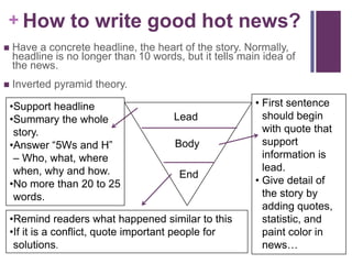 How to write hot news? How to write soft news or feature? | PPTX