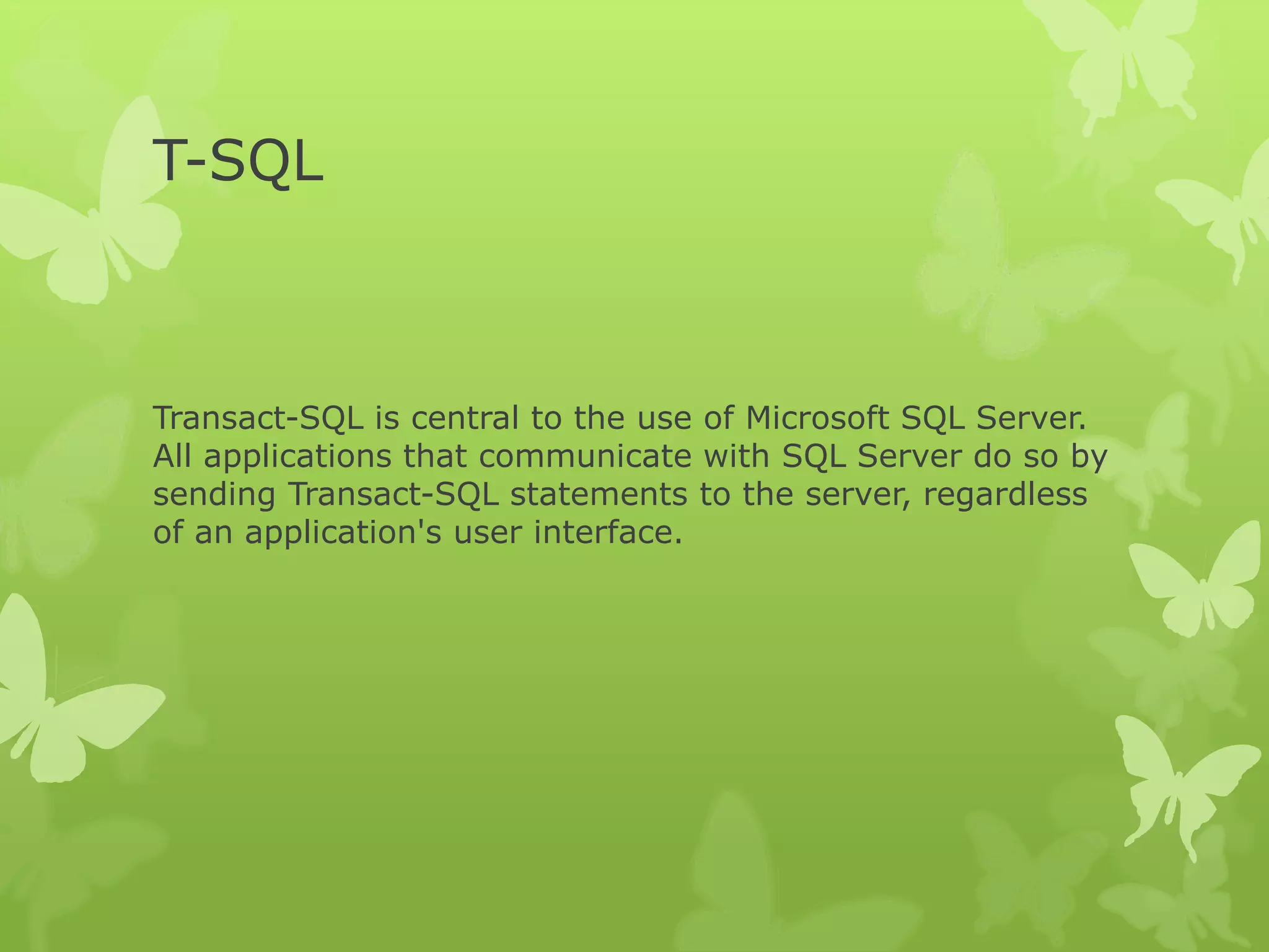 Query Analyser , SQL Server Groups, Transact –SQL | PPTX